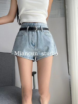 复古街头显瘦A字阔腿牛仔短裤潮