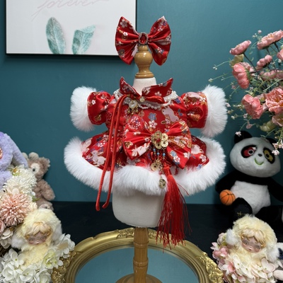 DANI高定手工棉花娃娃衣服新年裙