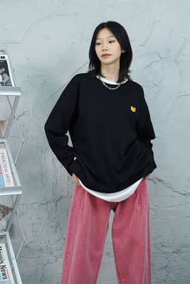 长袖T恤休闲简约小狗刺绣纯棉