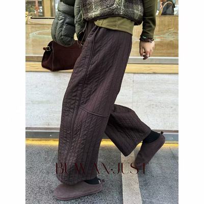 BUWANJUST高品定制绗线间棉保暖时尚宽松高包容度廓形休闲裤B2517