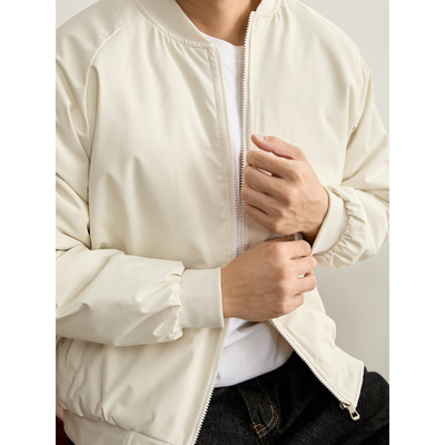 LUUD 内里夹棉加厚保暖冬季男士棉服外套极简风棒球领飞行员夹克