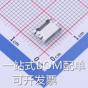 920-D64A2021S10100 USB连接器 Micro-B 母座 卧贴 无边不锈钢有