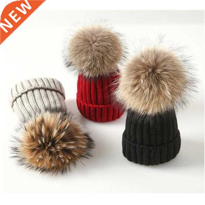 Winter Brand Female Fur Pom Poms hat Winter Hat For Women Gi