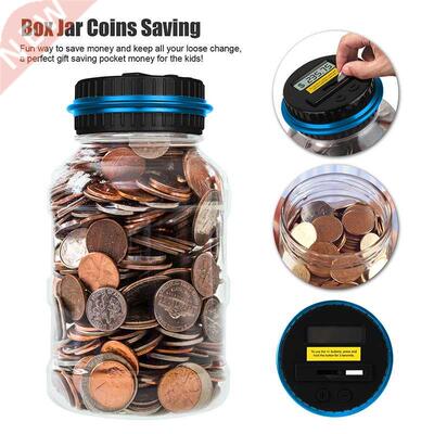 Large Digital Coin Counting Money Saving Box Jar Bank LCD