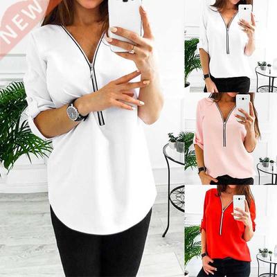 2020 New Arrivals Women Fashion Long Sleeve V Neck Loose Lon