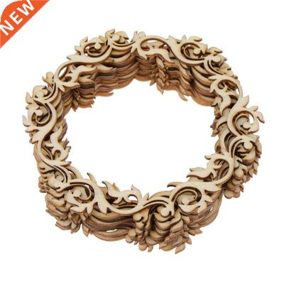 12pcs Unpanted Flower Wreath Wooden Cutout Hangng Gft