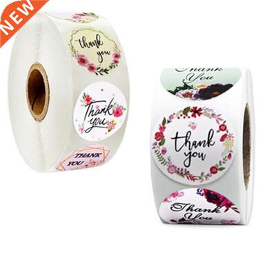 500pcs/roll Roll Thank You Flower Stickers Holiday Wedding
