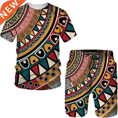 African Printed Women's/Men's T-shirts Sets Fashion Vintage