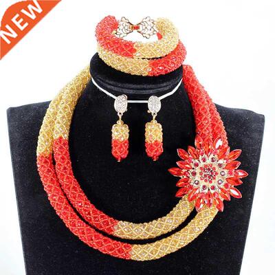 2019 New Fashion Nigerian Wedding African Beads Jewelry Set
