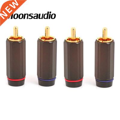 4pcs Moonsaudio high brass Gold plated RCA connector plug wi