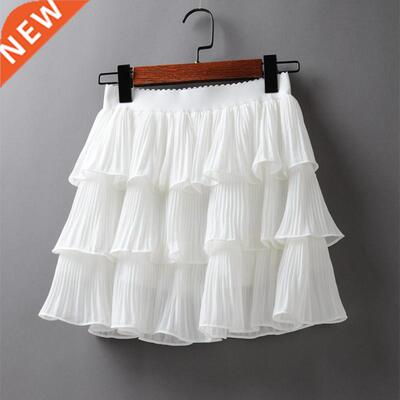 Summer Women Elastcty Wast Mn Skrt Lades Chffon Skr