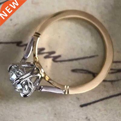 Huitan Understated Round Cubic Zirconia Rings for Women Wedd