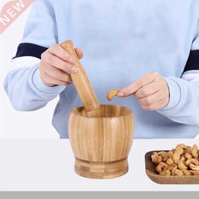 Multifunction Garlic Press Kitchen Tool Wood Mortar And Pest