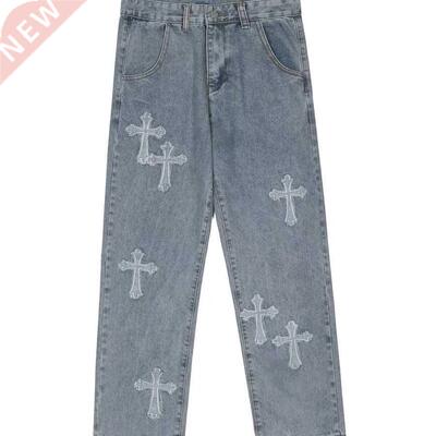 Y2K Men's jeans European and erican high sreet cross emro