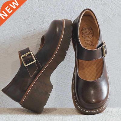 New literary Retro Women's Shoes Thick Bottom Mori Girl Japa