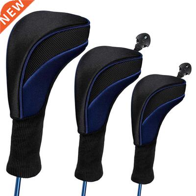 3pcs Golf Club Head Covers Woods Driver Long Interchangeabl