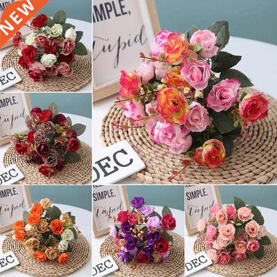 1 Bouquet 21 heads Artificial Flowers Peony Tea Rose Autumn