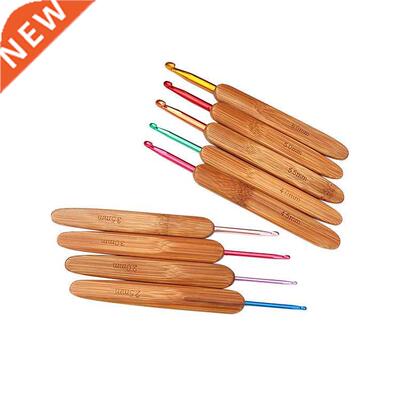 9Pcs/set Hgh Qualty Carbonzed Bamboo Handle Crochet Hooks
