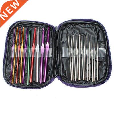 22Pcs Mixed Color Metal Crochet Hooks Set Knitting Needles