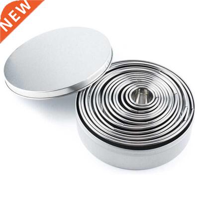 14Pcs/Set Round Cookie Biscuit Cutter Set Stainless Steel Mo