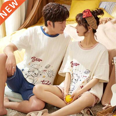 New Summer White Cotton T-shirts With Short Sleeve Couple Pa