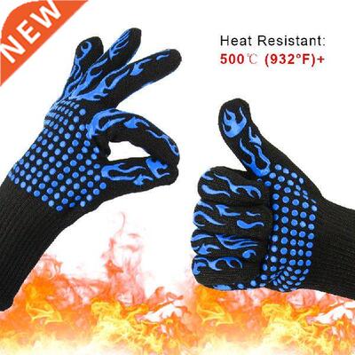Kitchen BBQ Gloves Silicone Flame Retardant Heat Insulation