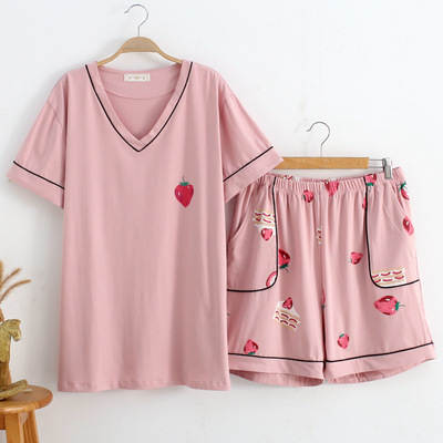 夏季大码纯棉短袖睡衣宽松家居服