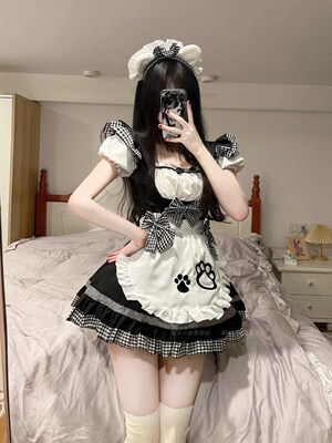 女仆装cos可爱女佣猫咪大码少女lolita连衣裙洛丽塔cosplay服装