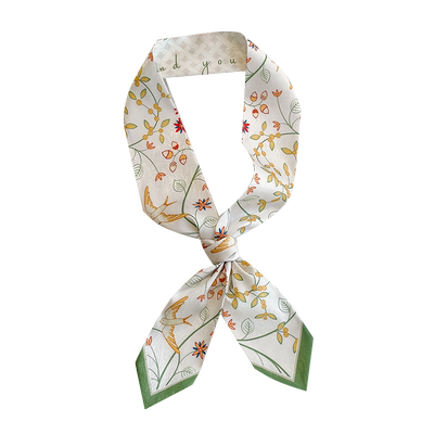 韩系米色细窄长条小丝巾绑包发带