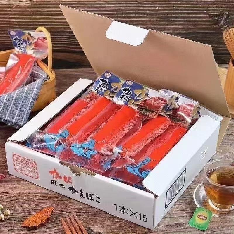 日本原装代购进口加热即食蟹肉棒15支装礼盒装新鲜蟹系列零食