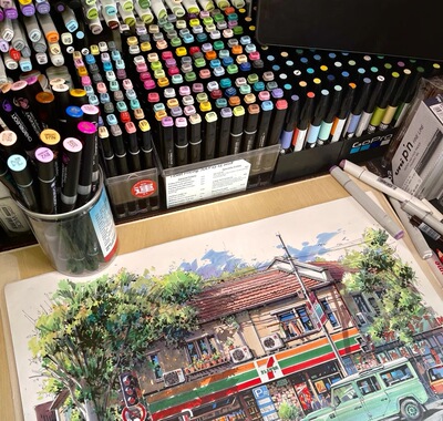 Touch马克笔168色彩绘双头速干酒精油性美术绘画专用水彩笔颜色笔