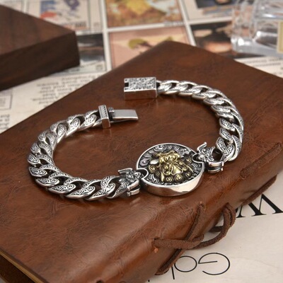 新品狮咬剑个性时尚复古男士手链