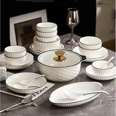 Ceramic Dinnerware Set Bowls Soup pot Plates Dish Tableware