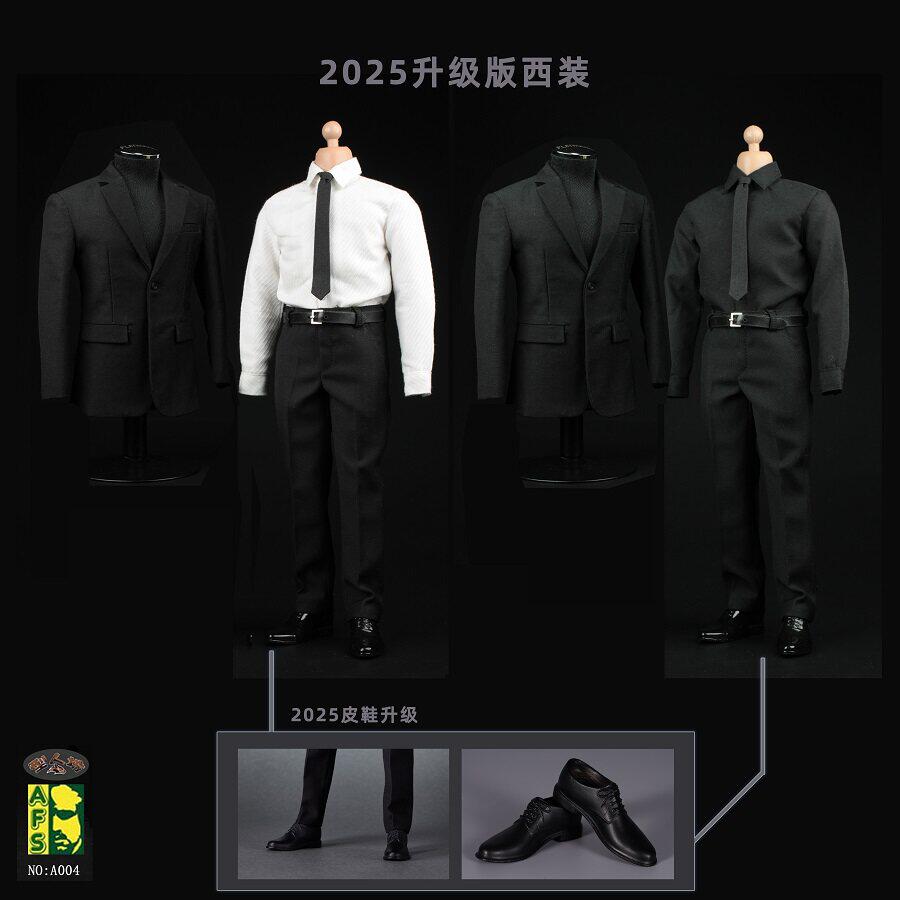 AFS型人坊 A004 1/6兵人 男士黑西装西服套装2025皮鞋升级版 现货