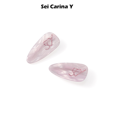 Sei Carina Y logo烫钻刘海夹女侧边夹发夹头饰对夹甜美可爱小众