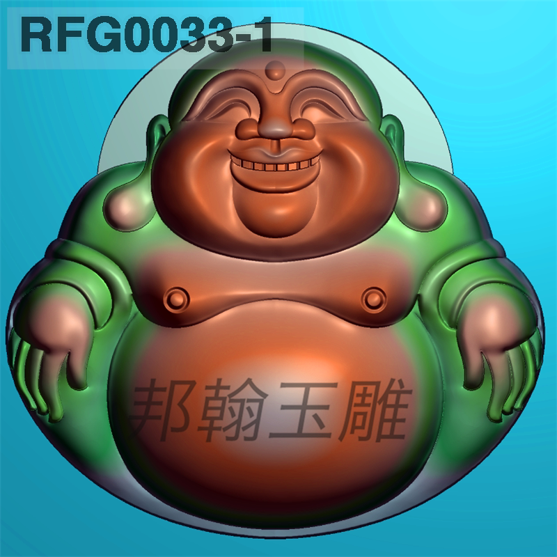 正装新款佛公玉石电脑雕刻图33弥勒笑佛立体大肚佛坐佛挂件精雕图