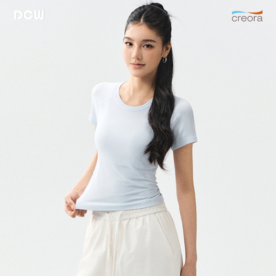 dcw弹力修身显瘦运动健身短袖女
