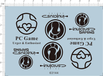 63144-6E20 invictus gaming 赛睿鼠标模型水贴纸