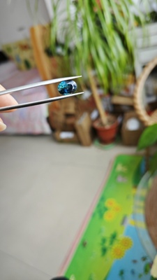 天然山东蓝宝石裸石配石AAAA级蓝火彩昌乐椭圆戒7*9.3 2.4ct03204