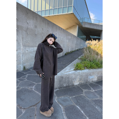 店主力推可可热拿铁松弛淡然羊毛版型巨显瘦可机洗羊毛毛衣套装