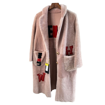 进口美利奴羊毛皮毛一体外套女