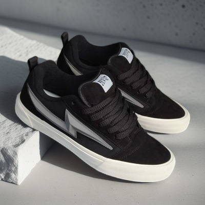 闪电面包鞋knuSkool联名低帮板鞋休闲复古男女黑灰经典滑板鞋运动