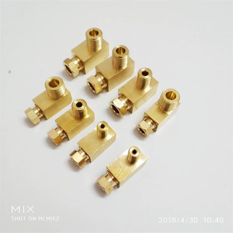 PL直角接头三件套 直角弯头 润滑油管接头 PL滑块铜管油管卡套