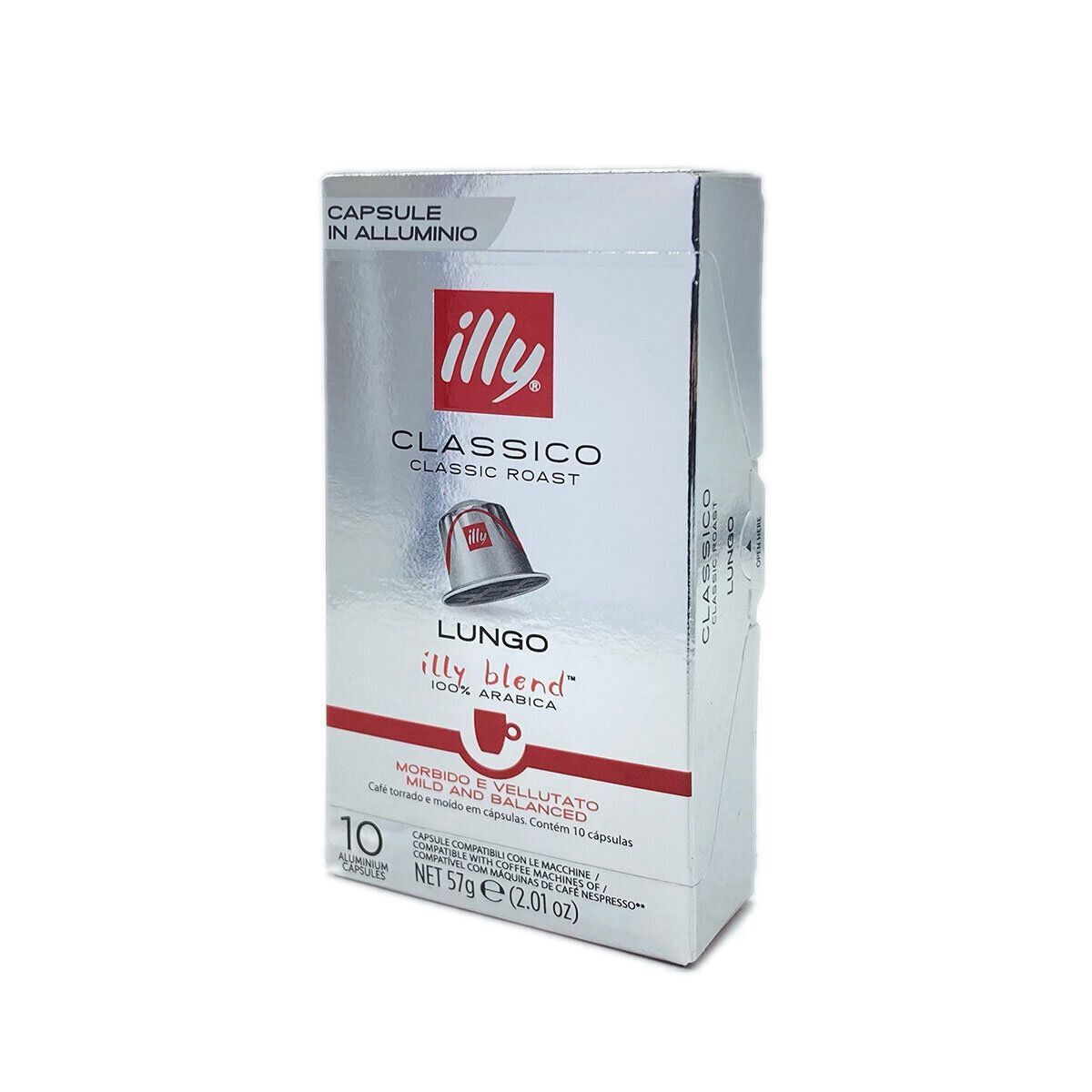 illy Nespresso咖啡机适用咖啡胶囊经典Lungo长杯黑咖啡10粒57g装