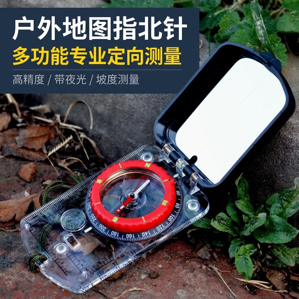 户外多功能便携定向越野指北针指南针地图尺绘图体育测角度夜光