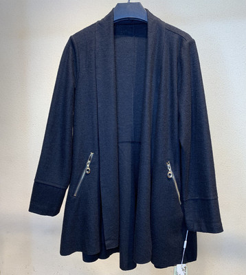 无扣中长款双面尼大衣