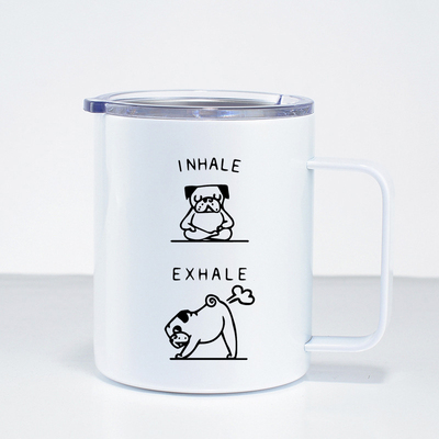 瑜伽八哥犬不锈钢杯 Yoga Pug Inhale Exhale 马克杯陶瓷水杯杯子