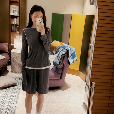 设计师原创条纹松紧短裤