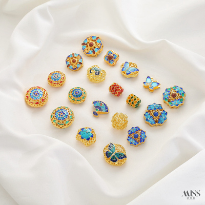 祢饰妮景泰蓝烧蓝珐琅彩隔珠