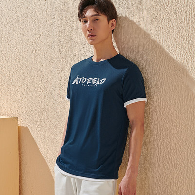 探路者户外男圆领短袖T恤